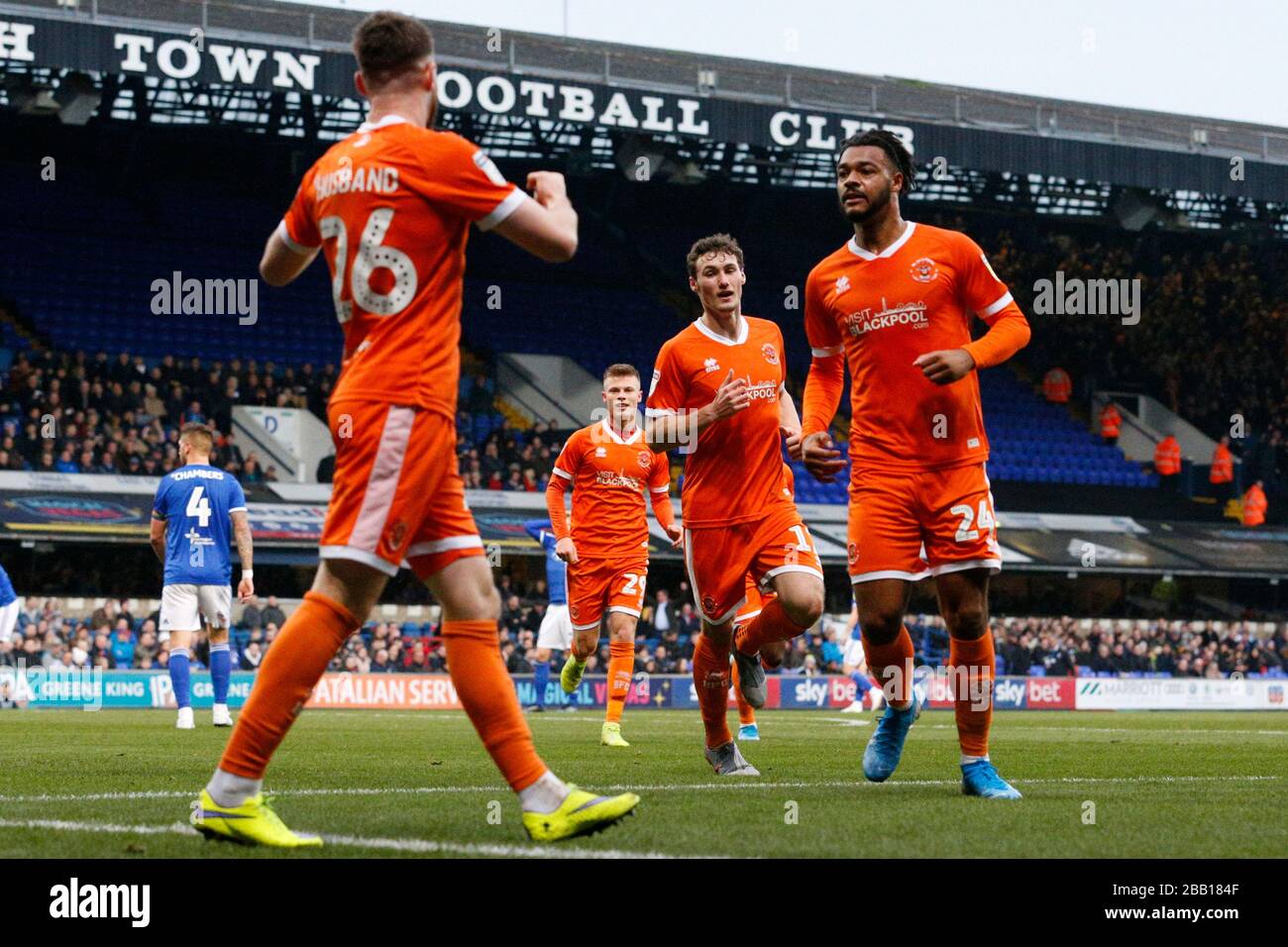 Blackpool's Joe Nuttall scores his side's first goal of the game Stock ...