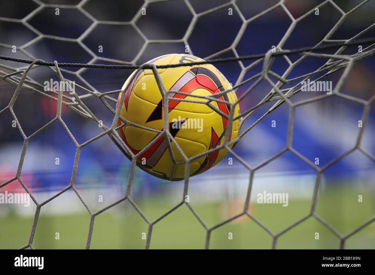 General view of the match day football sitting on the net Stock Photo ...