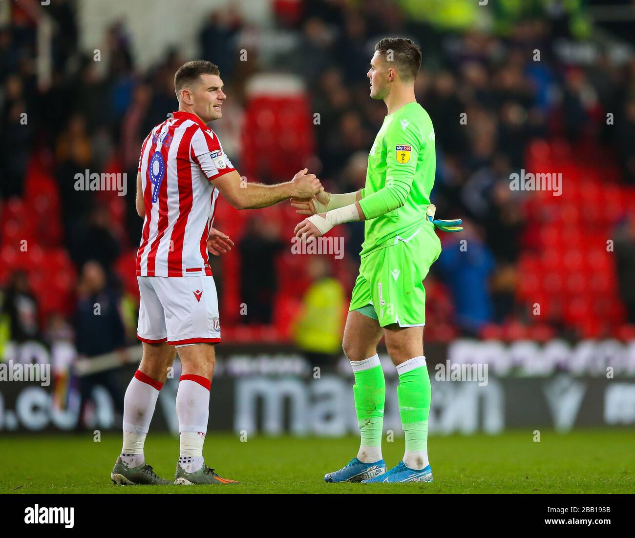 Stoke City goalkeeper Jack Butland and Stoke City's Sam Vokes during ...