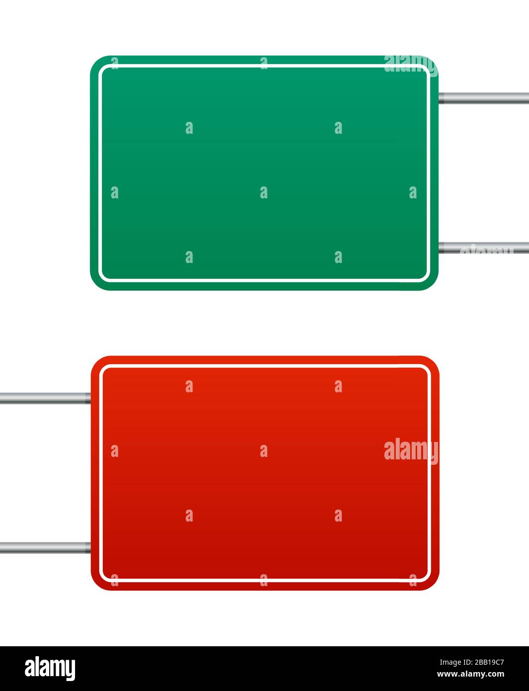 Image of a realistic blank green and red highway sign isolated on white ...