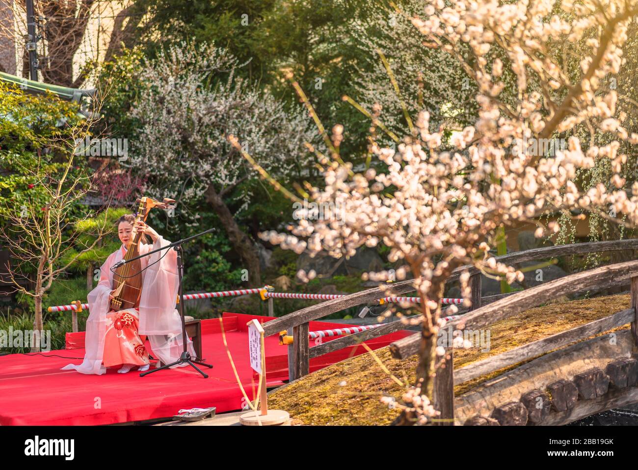 tokyo, japan - march 02 2020: Japanese biwa lute demonstration by a ...