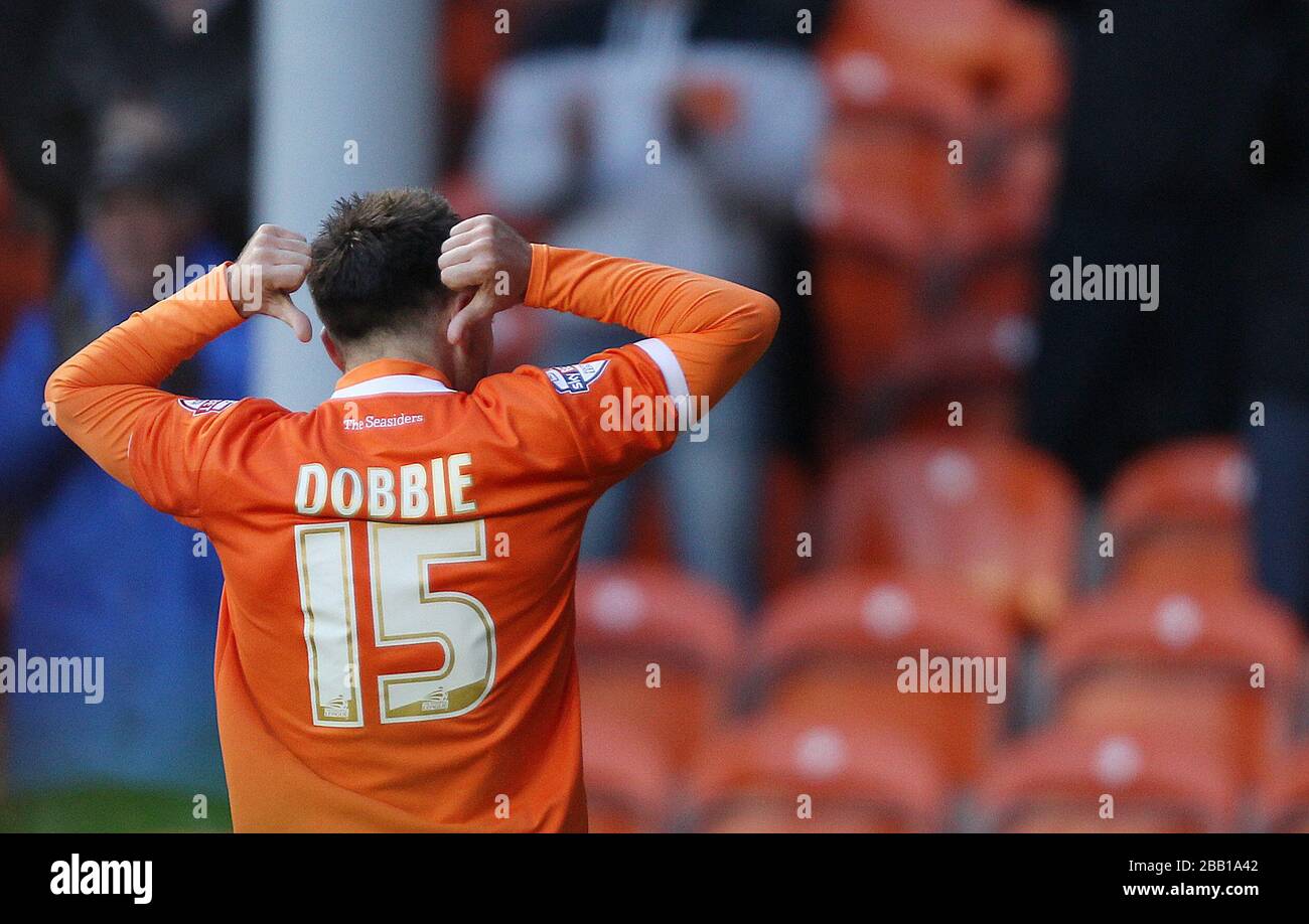 Blackpool's Stephen Dobbie celebrates scoring his goal against Ipswich ...