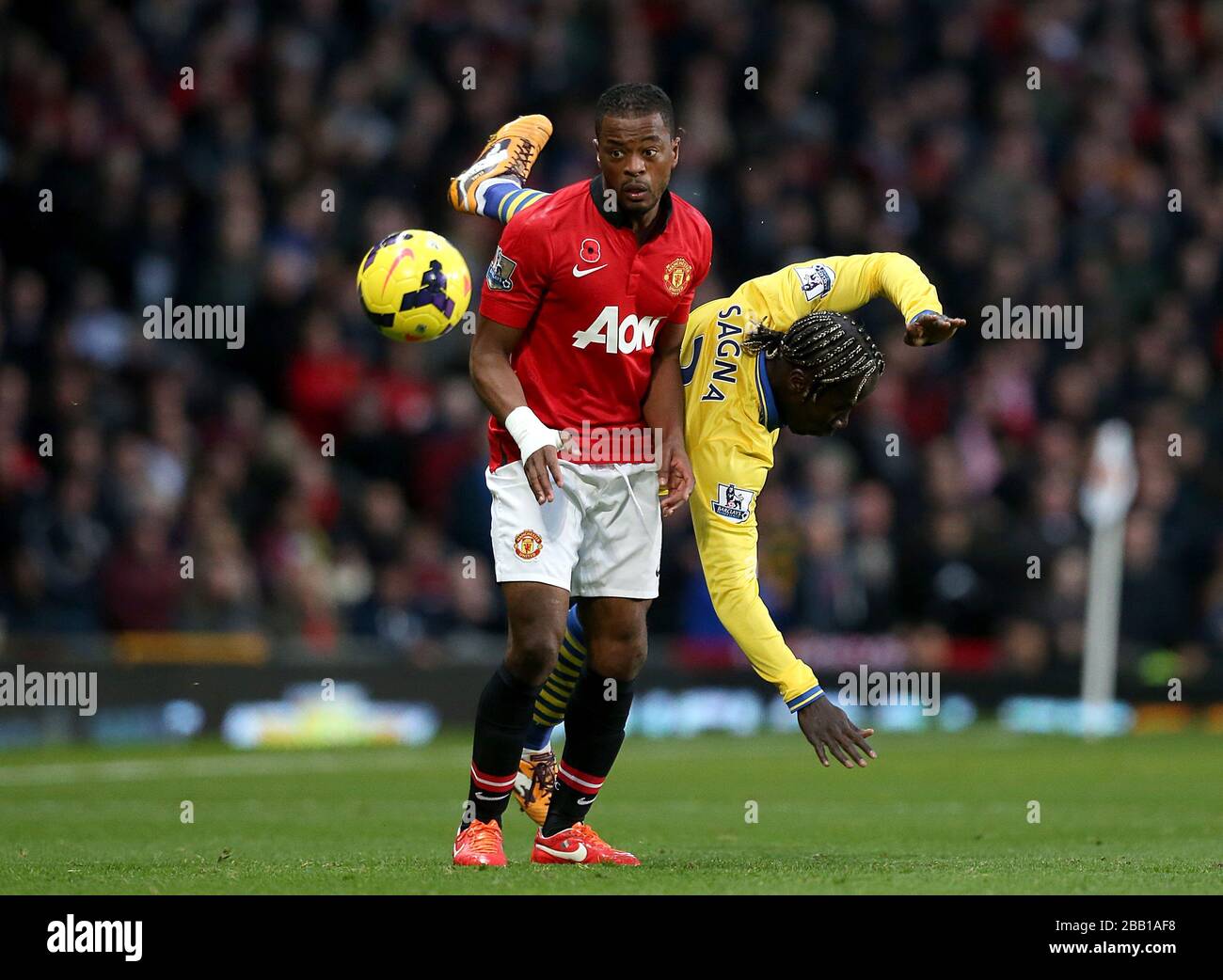 Manchester United's Patrice Evra (left) and Arsenal's Bacary Sagna ...