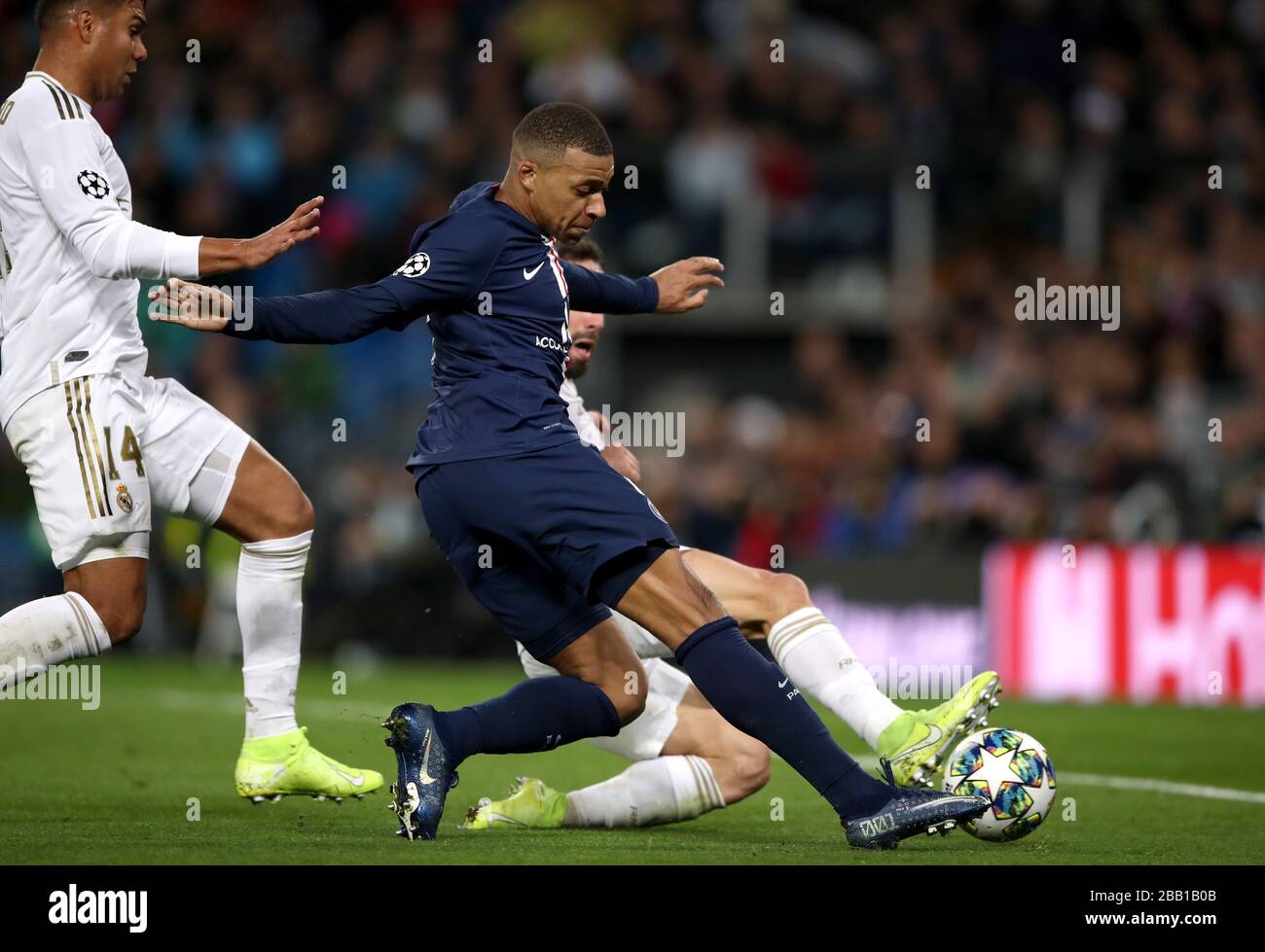 Paris Saint-Germain's Kylian Mbappe has a shot on goal Stock Photo - Alamy