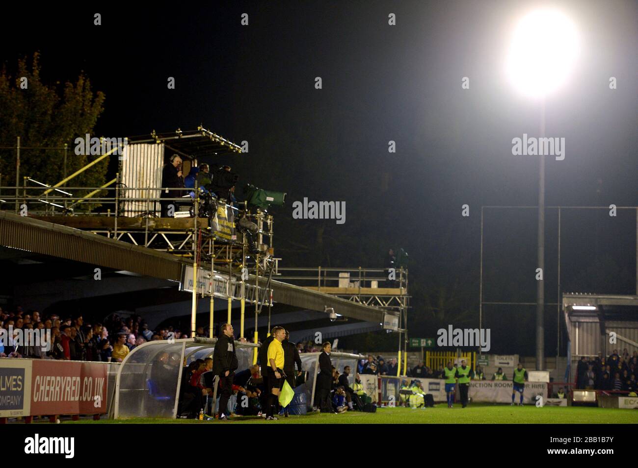 A general view of a make-shift television gantry at AFC Wimbledon's The ...