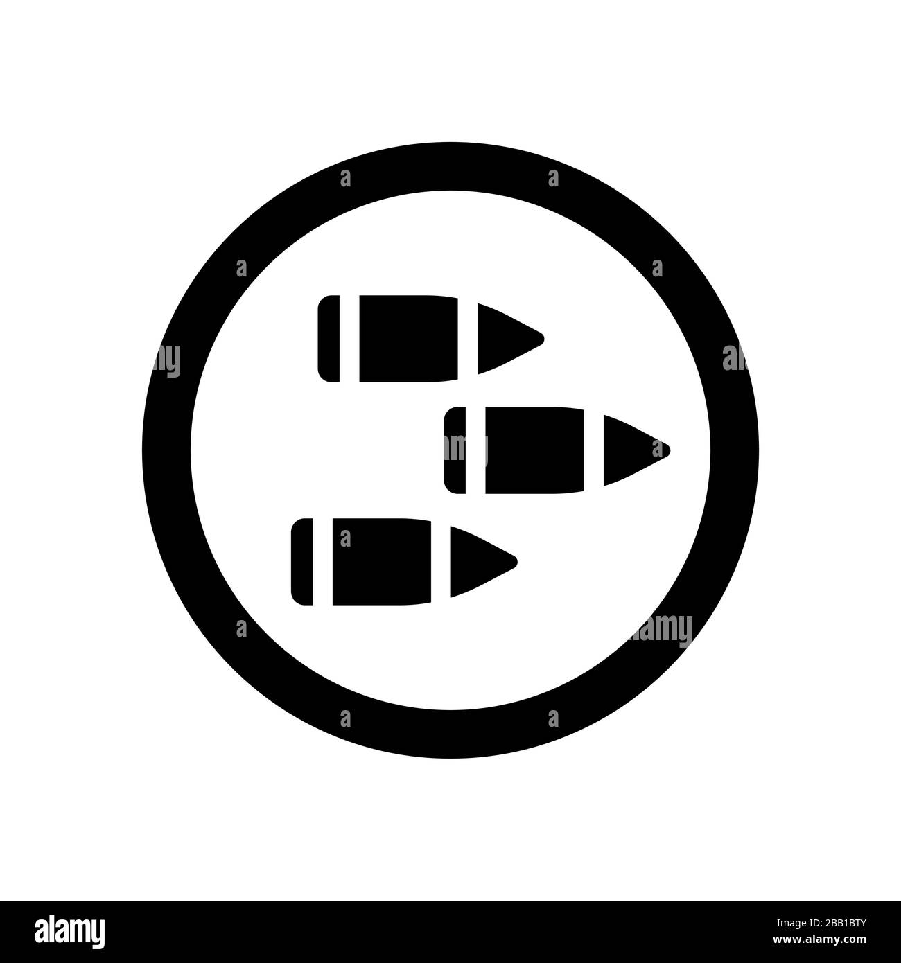 Bullet icons, isolated, three black bullets in circle on the white ...