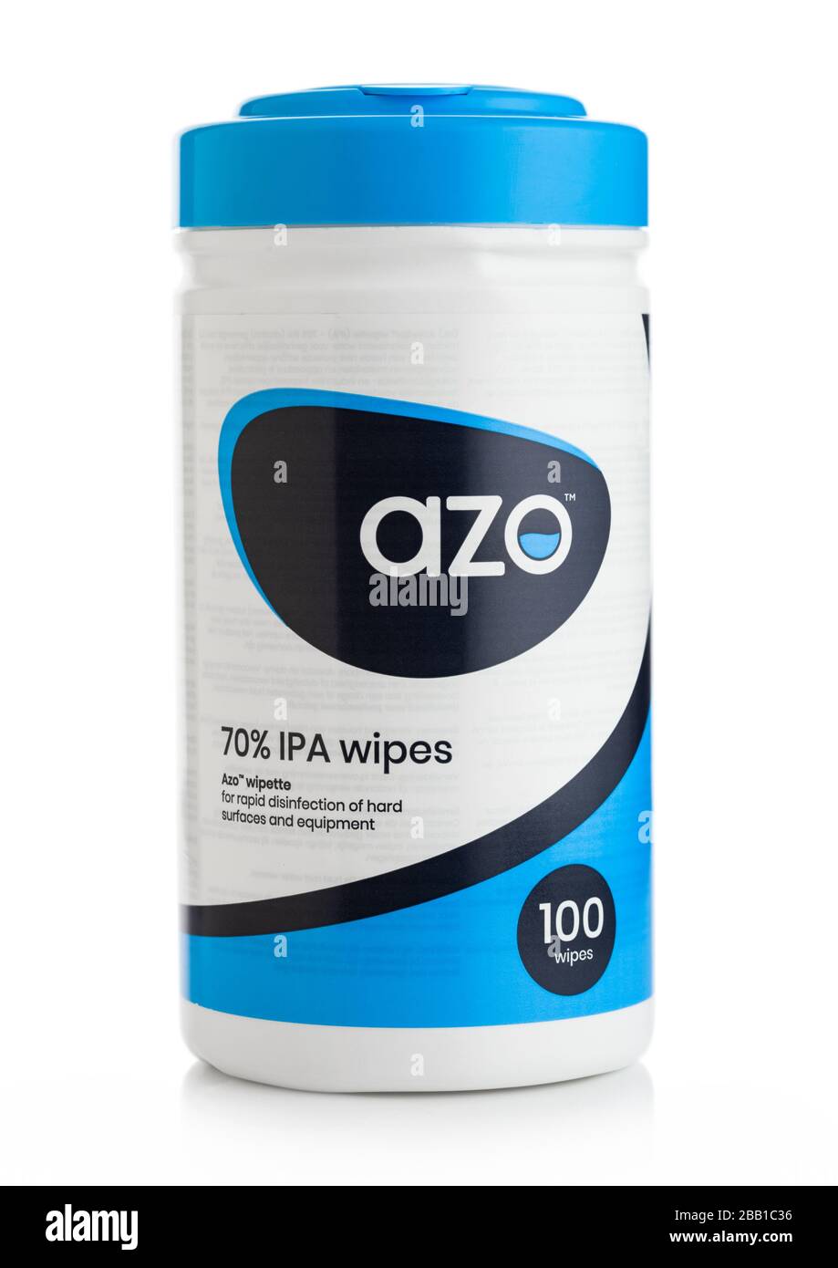 LONDON, UK - APRIL 01, 2020: Plastic container of AZO 70% IPA Wipes on ...