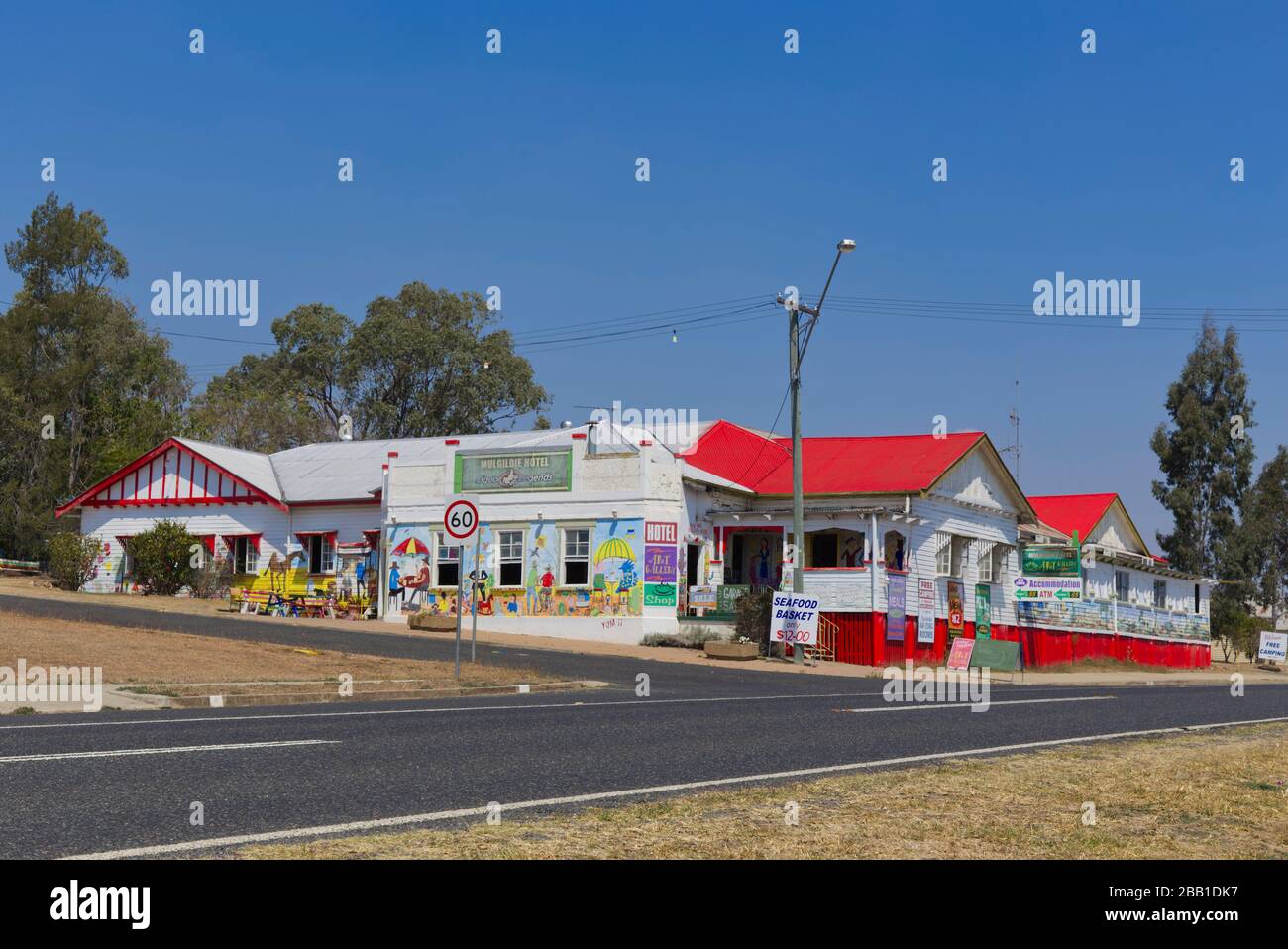 Colourful murals line the walls of the Mulgildie Hotel on the Burnett ...