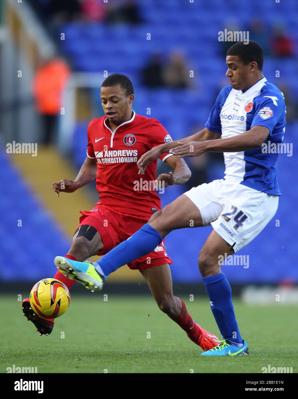 Birmingham City's Tom Adeyemi and Charlton Athletic's Jordan Cousins ...