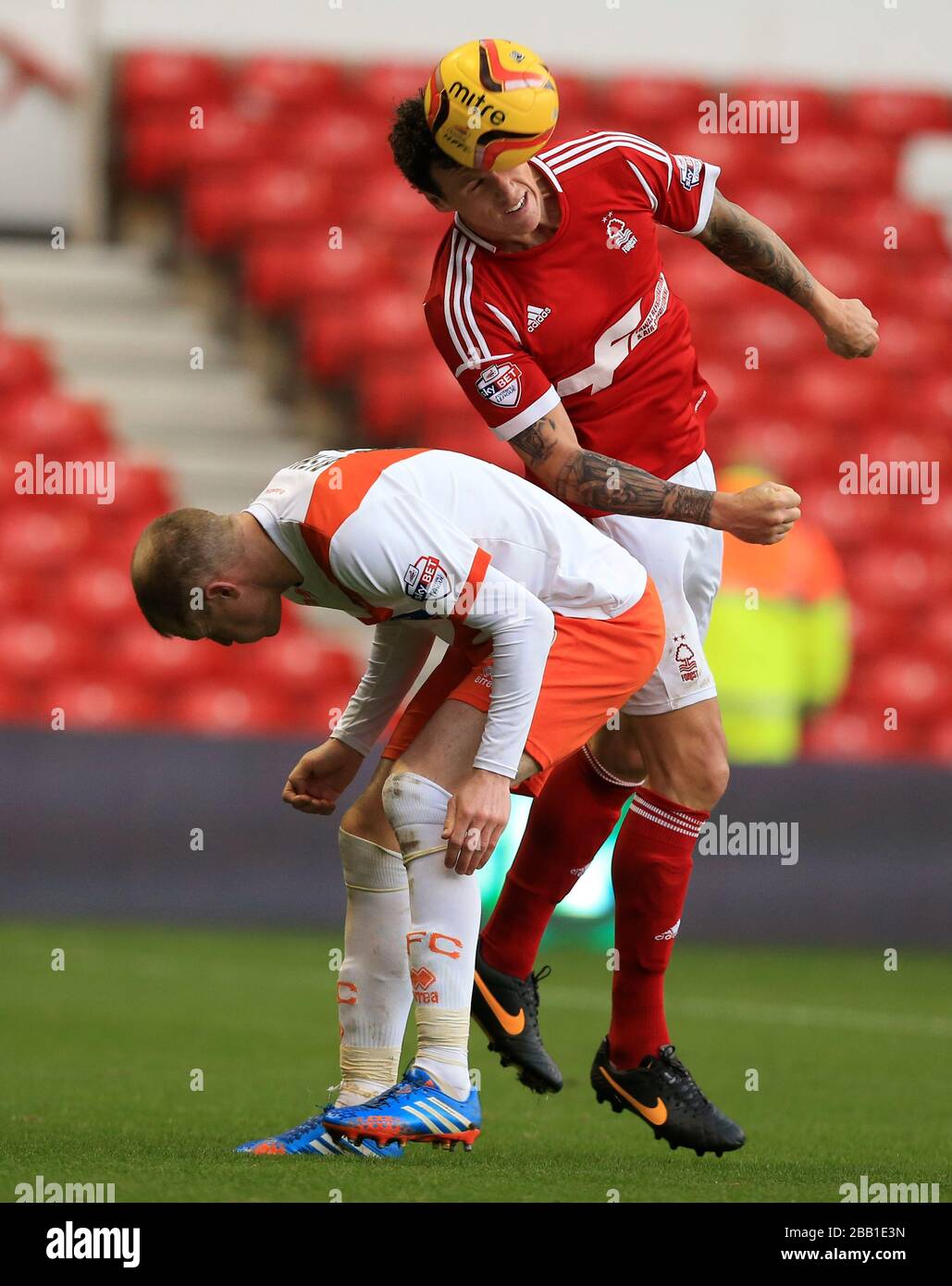 Nottingham Forest's Darius Henderson and Blackpool's Neal Bishop Stock ...