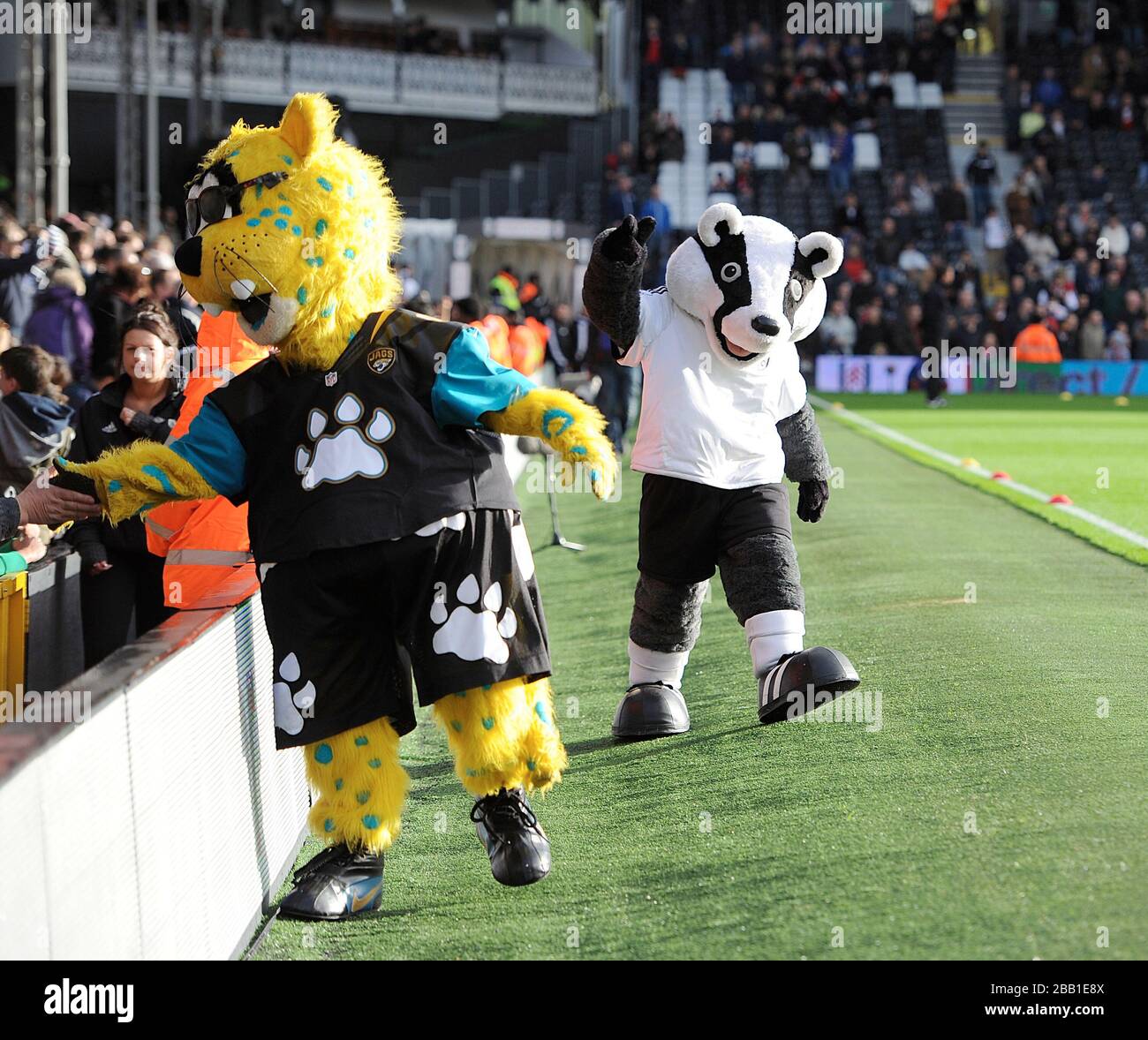Fulham mascot Billy the Badger (right) and Jacksonville Jaguars mascot ...