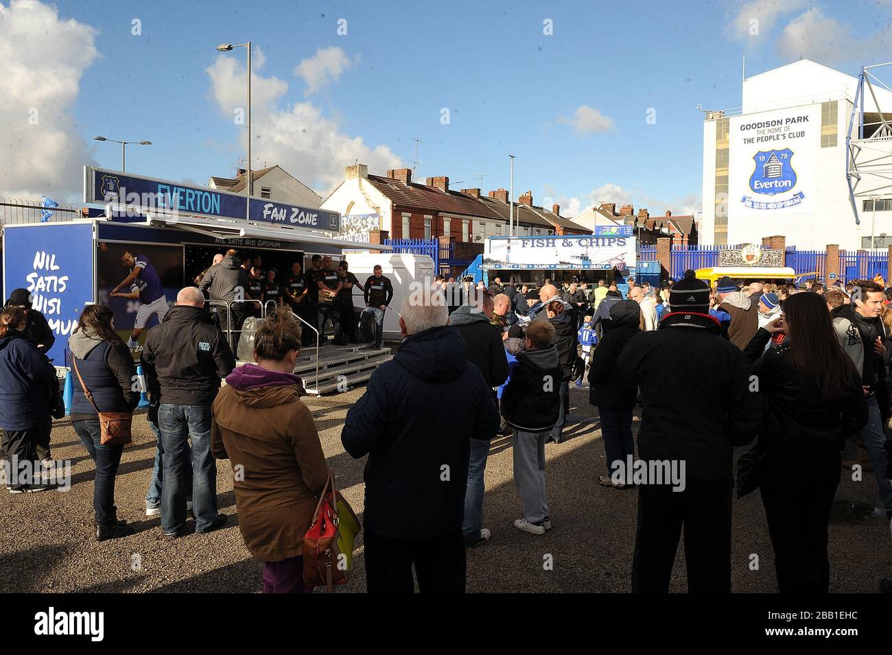 A general view of the Everton Fan Zone outside Goodison Park before ...