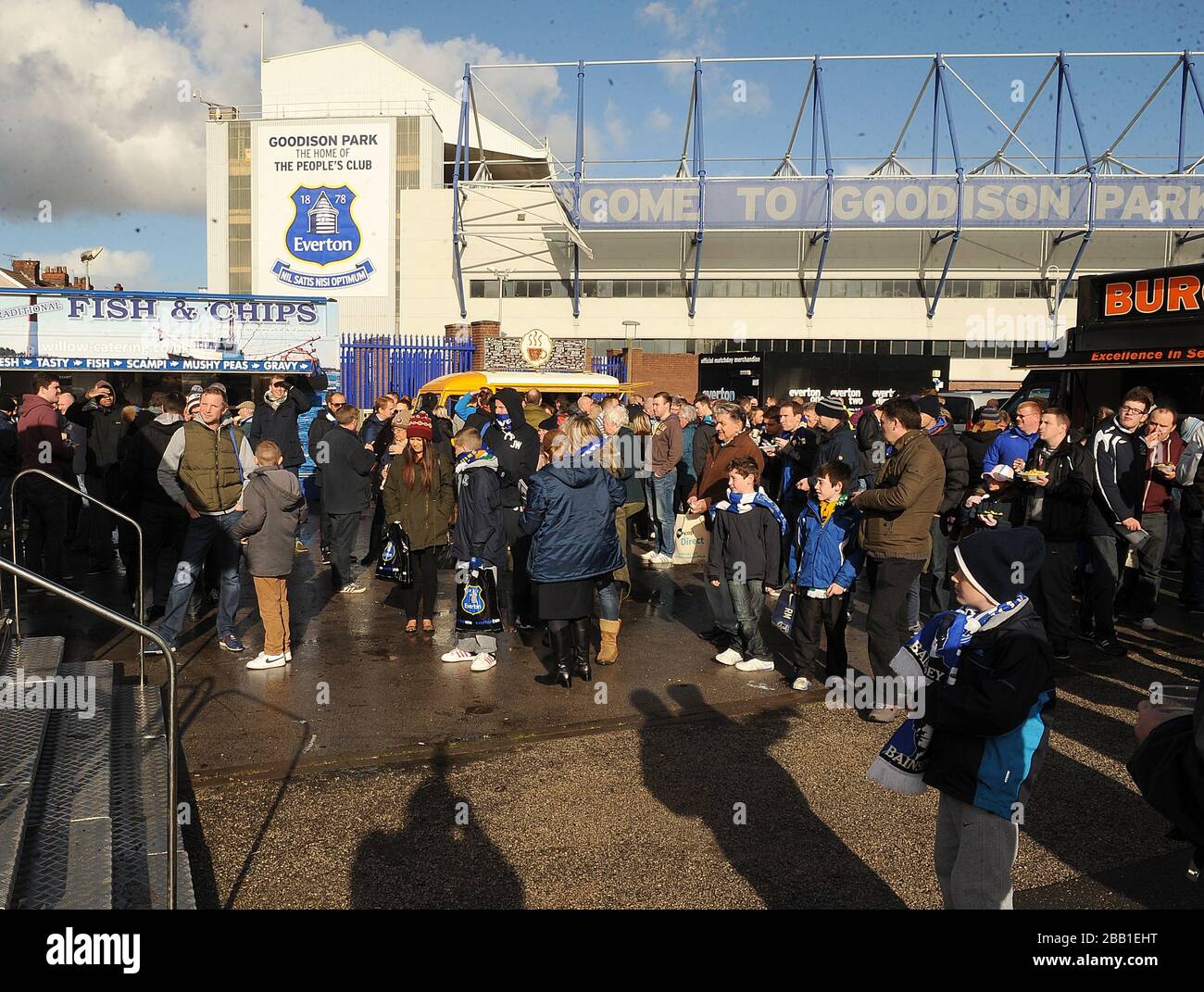 A general view of the Everton Fan Zone outside Goodison Park before ...