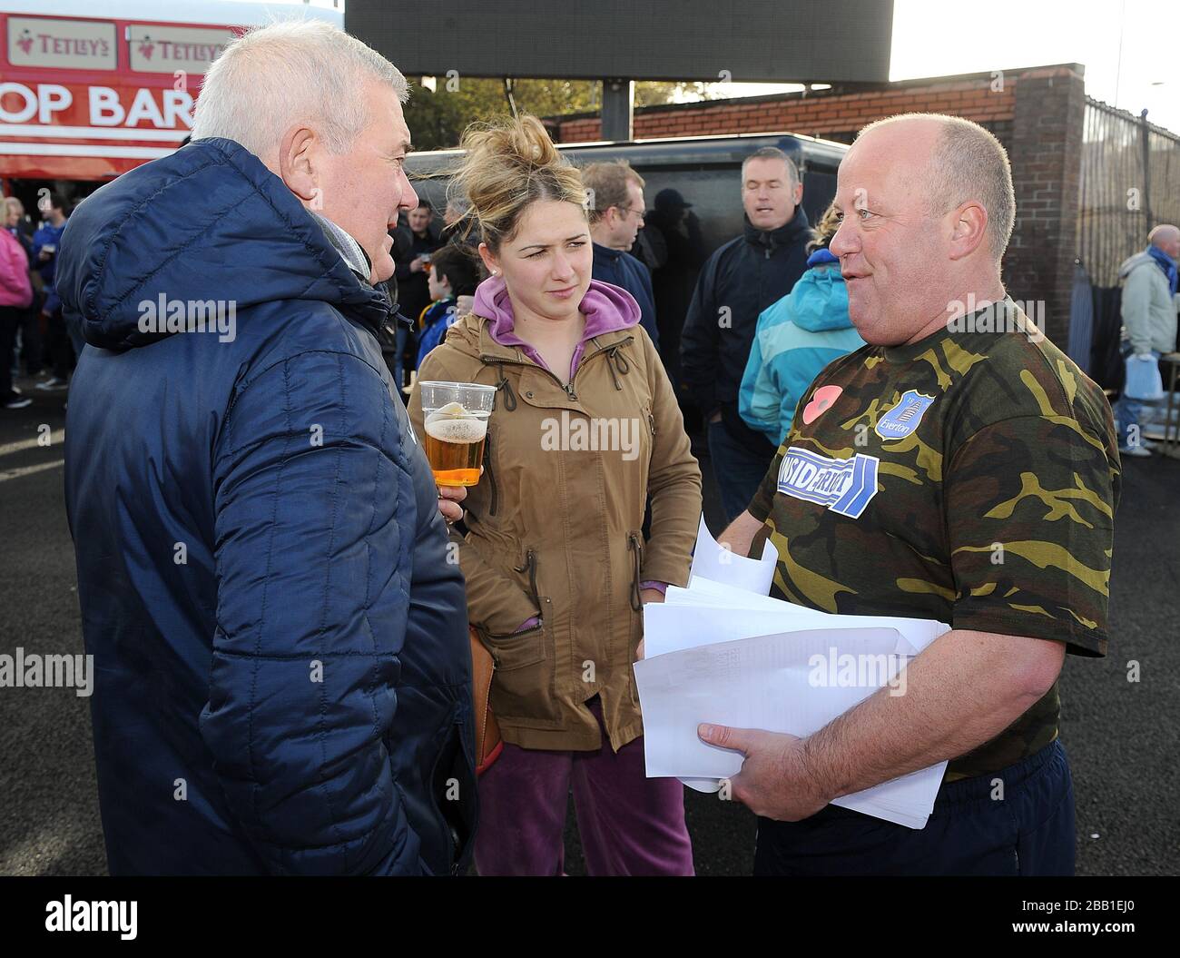 Everton Inside Right participants help fans in the Everton Fan Zone ...