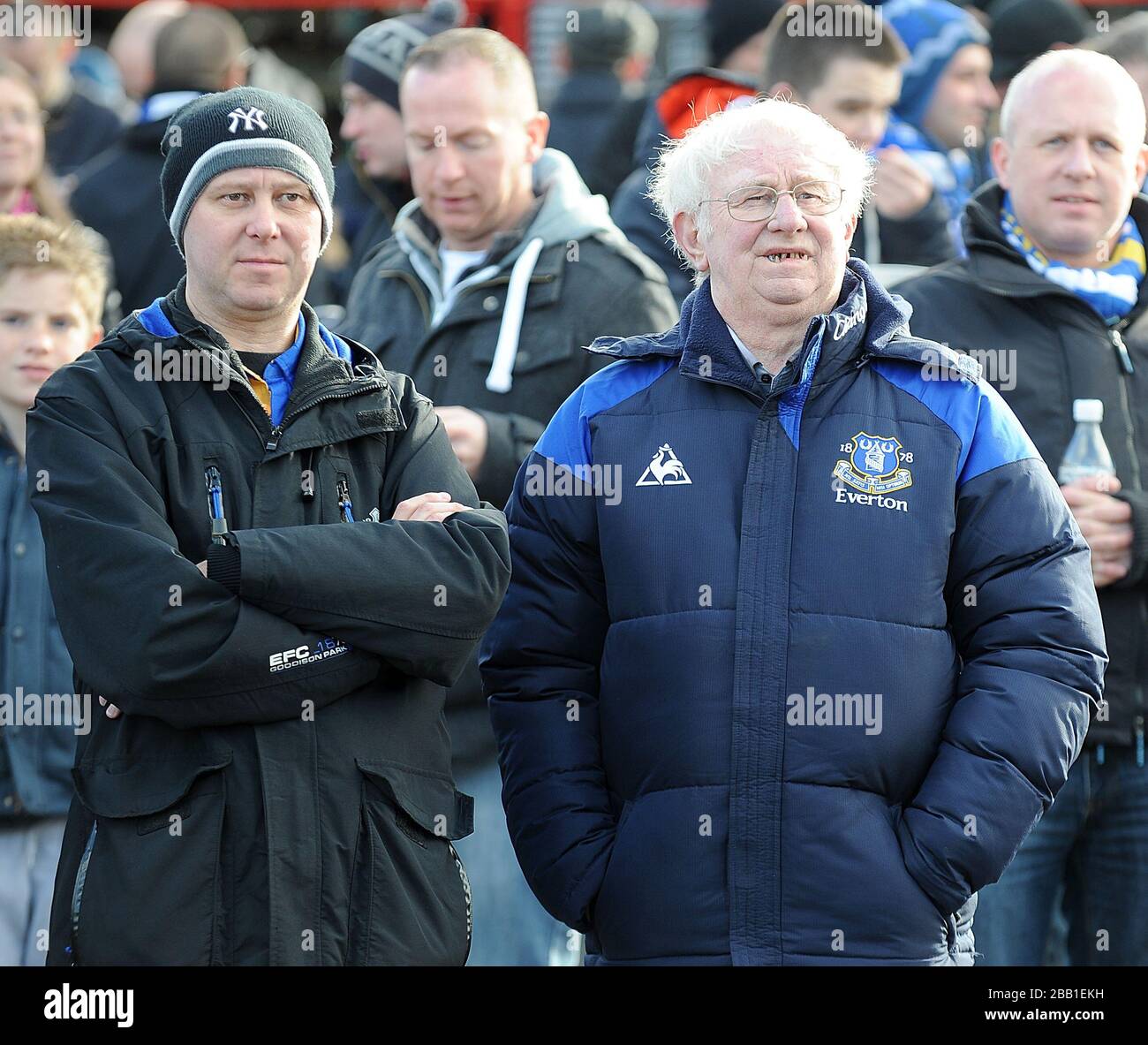 Everton fans outside Goodison Park before kick-off Stock Photo - Alamy