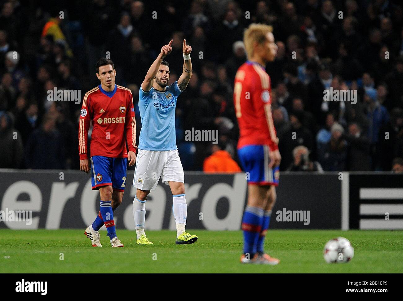 Manchester City's Alvaro Negredo celebrates scoring his side's third ...