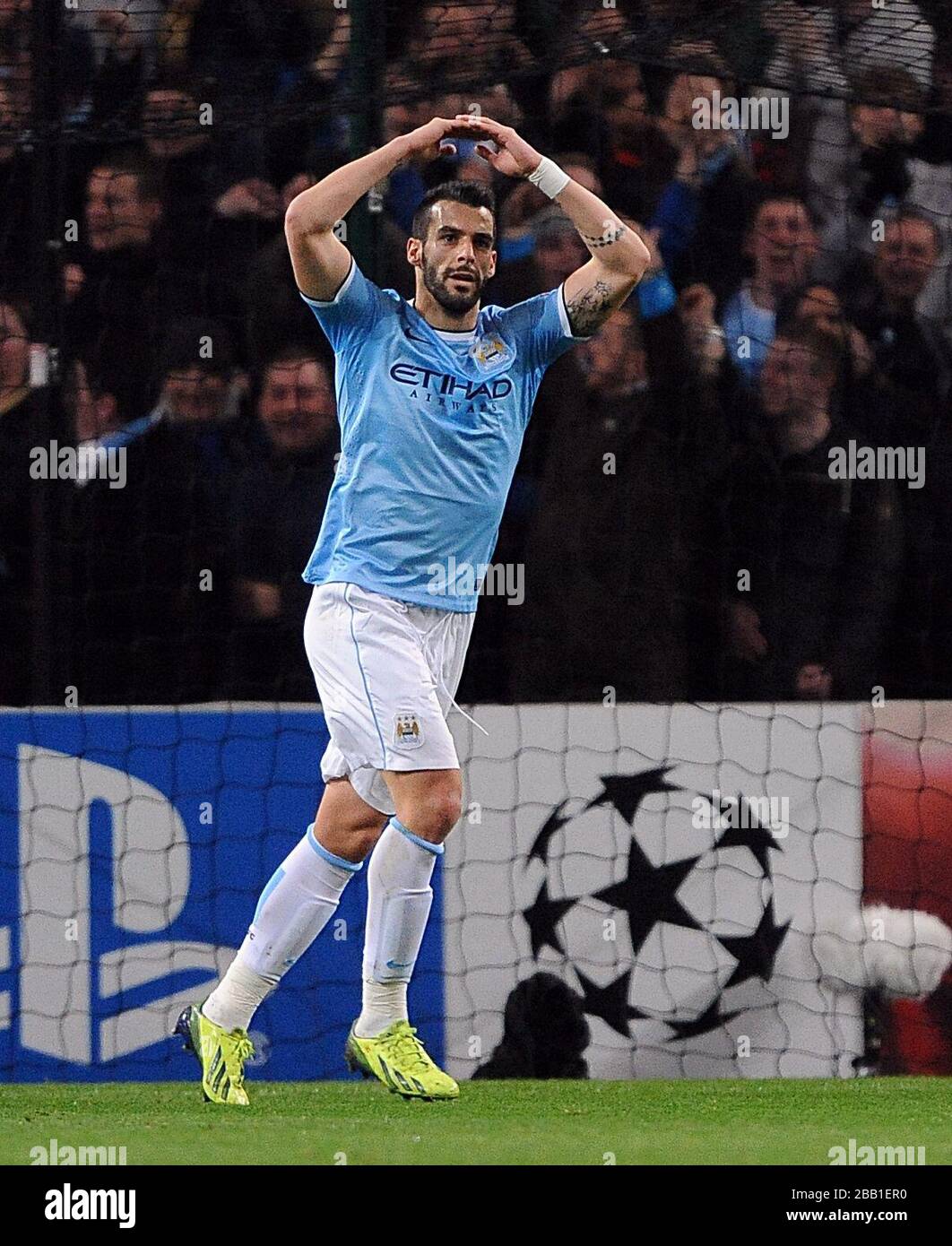 Manchester City's Alvaro Negredo celebrates scoring his side's third ...