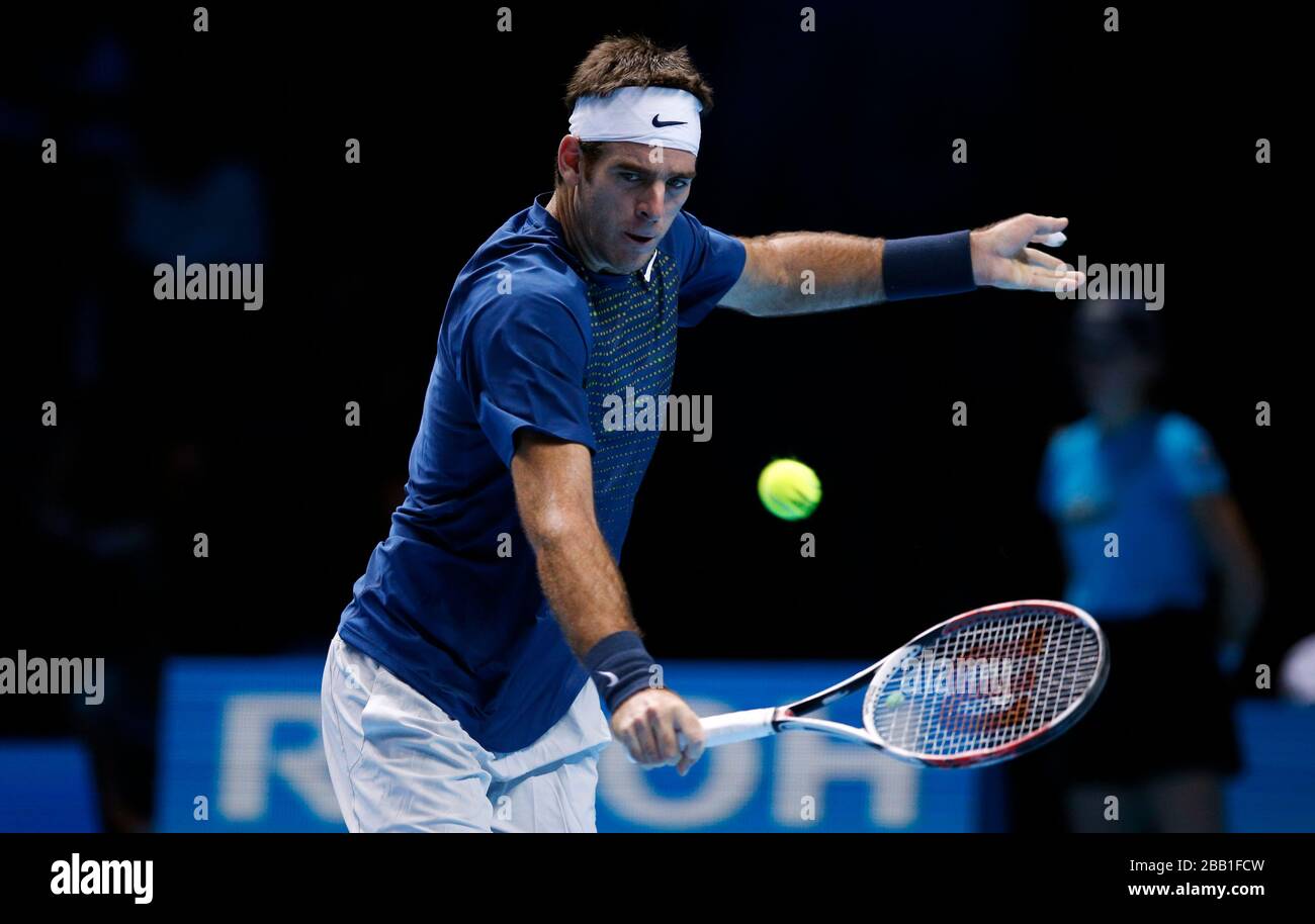 Juan Martin Del Potro competes against Novak Djokovic during day four ...