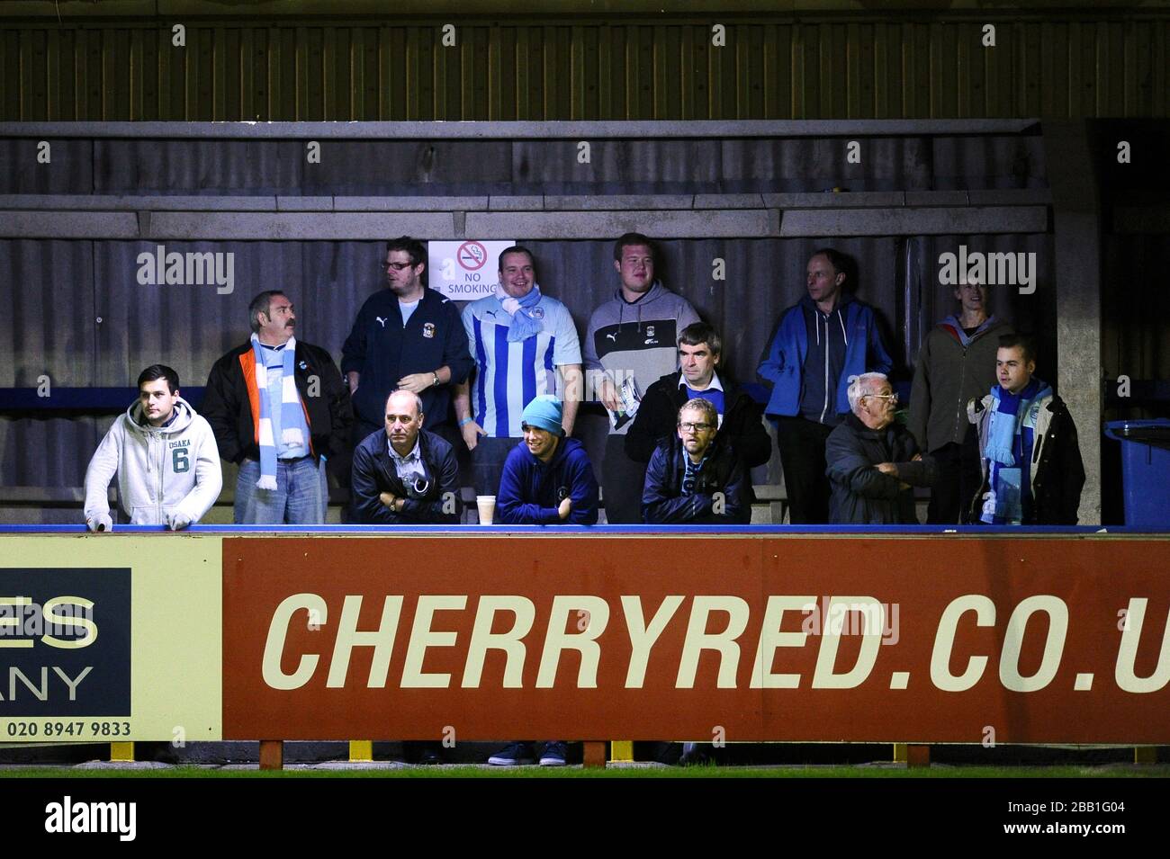 Coventry City fans in the stands at The Cherry Red Records Stadium ...