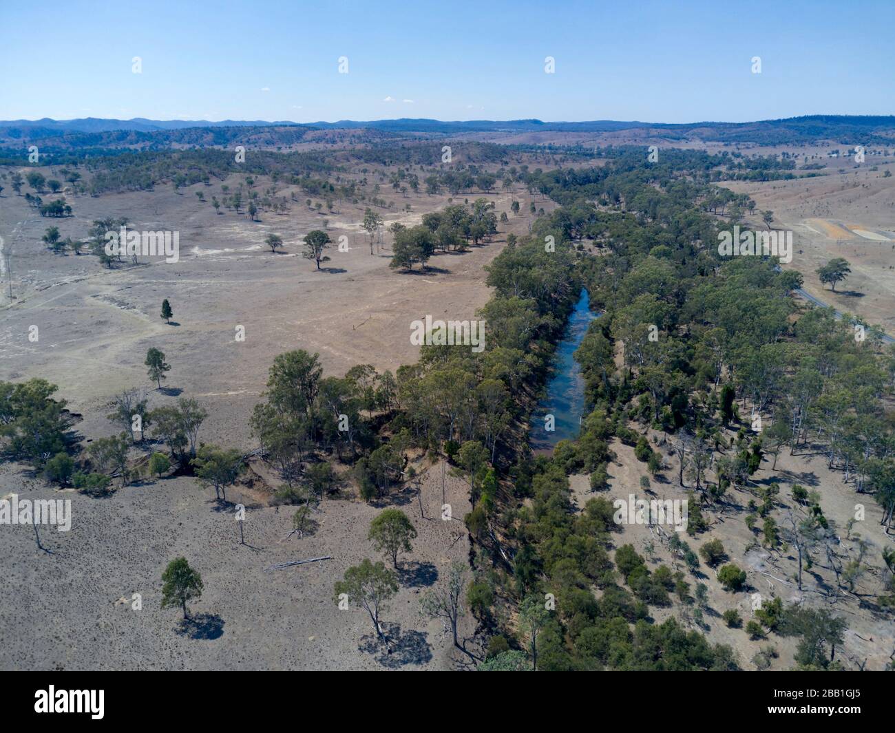 Aerial of the head waters of the Burnett River during a drought ...