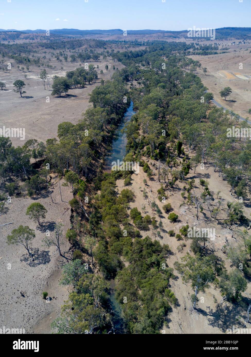 Aerial of the head waters of the Burnett River during a drought ...