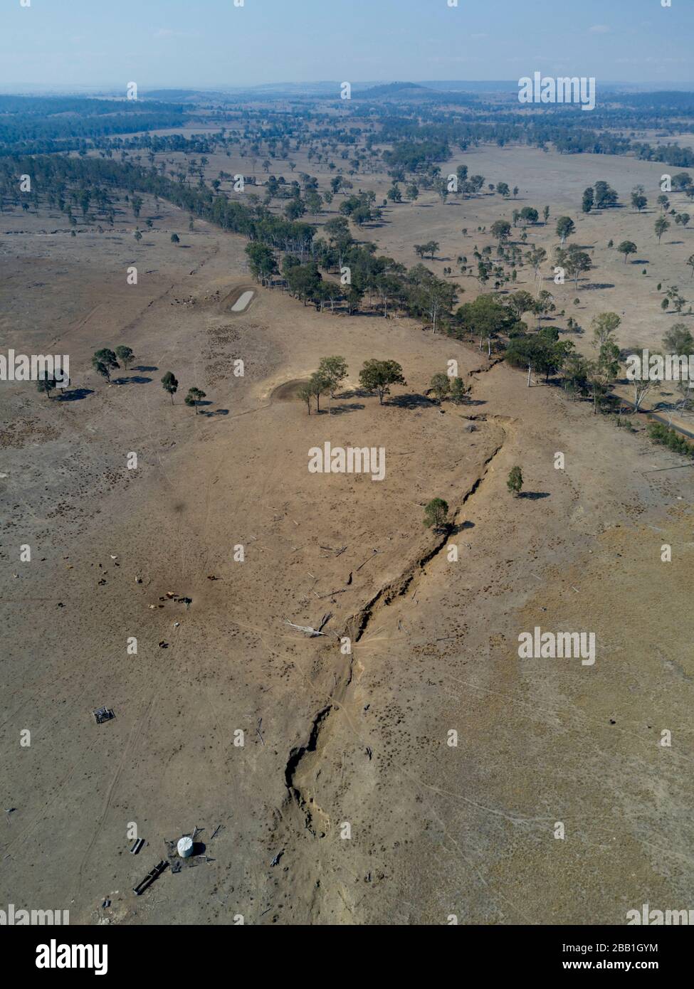 Aerial of soil erosion due to vegetation clearing near Abercorn ...