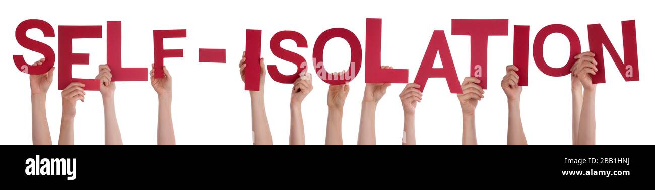 People Hands Holding Word Self-Isolation, Isolated Background Stock ...