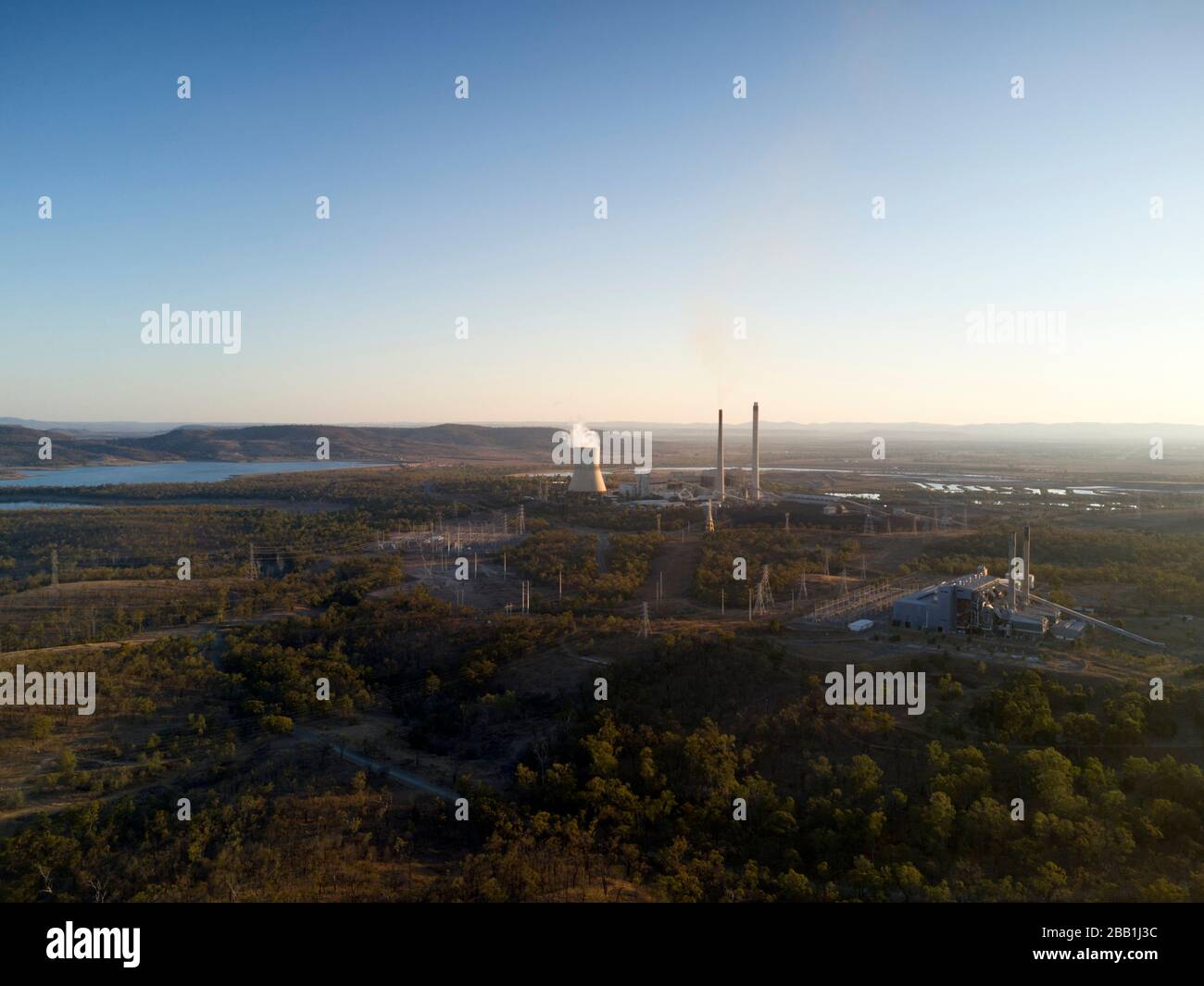 Aerial of Callide 2 a coal fired power station which generates up to 23 ...