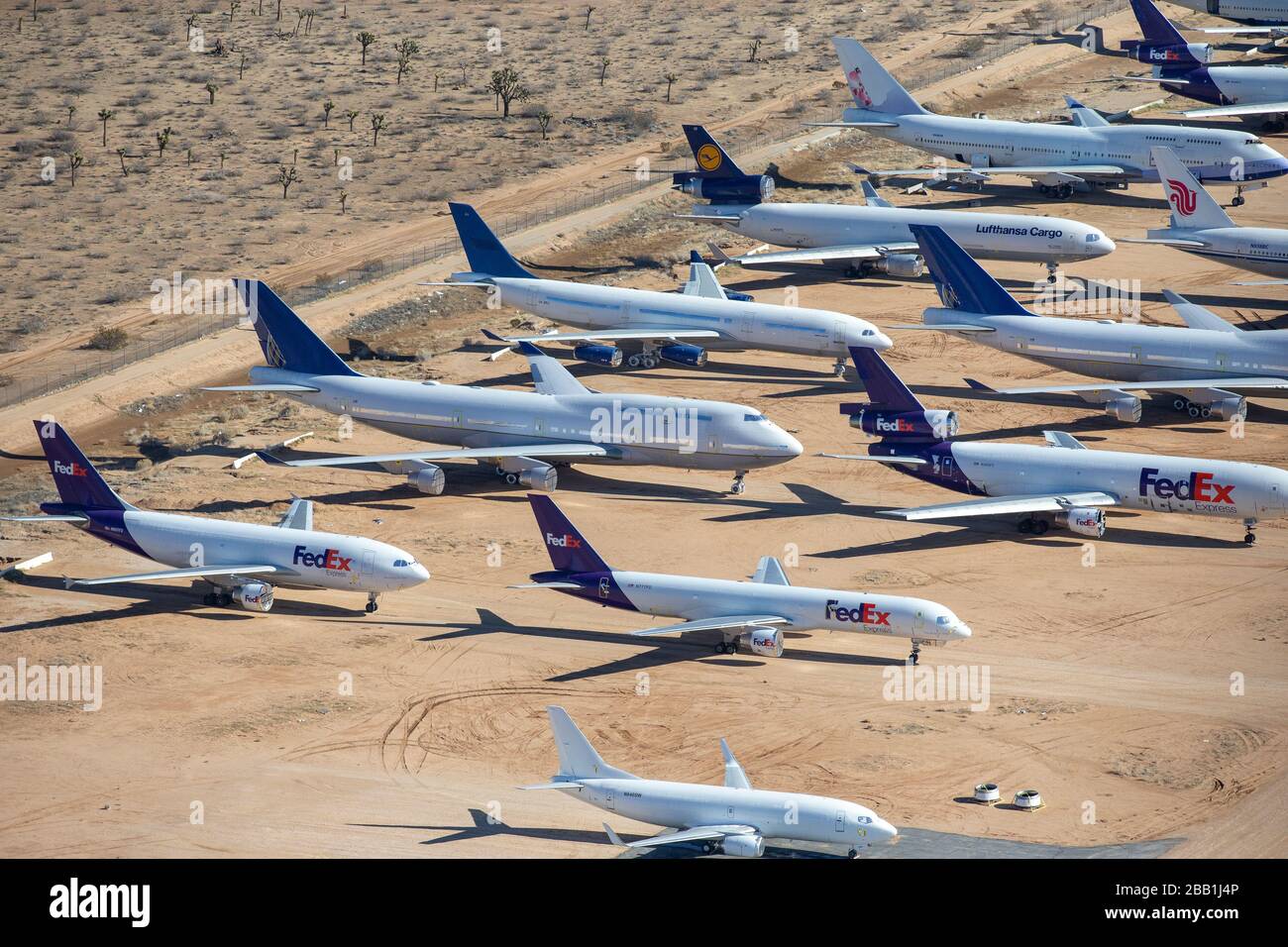 Former passenger and cargo aircrafts are seen stored at Southern ...