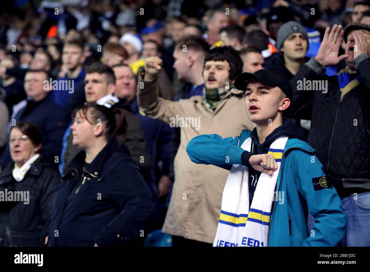 Leeds United's fans in the stands cheer on their team Stock Photo - Alamy