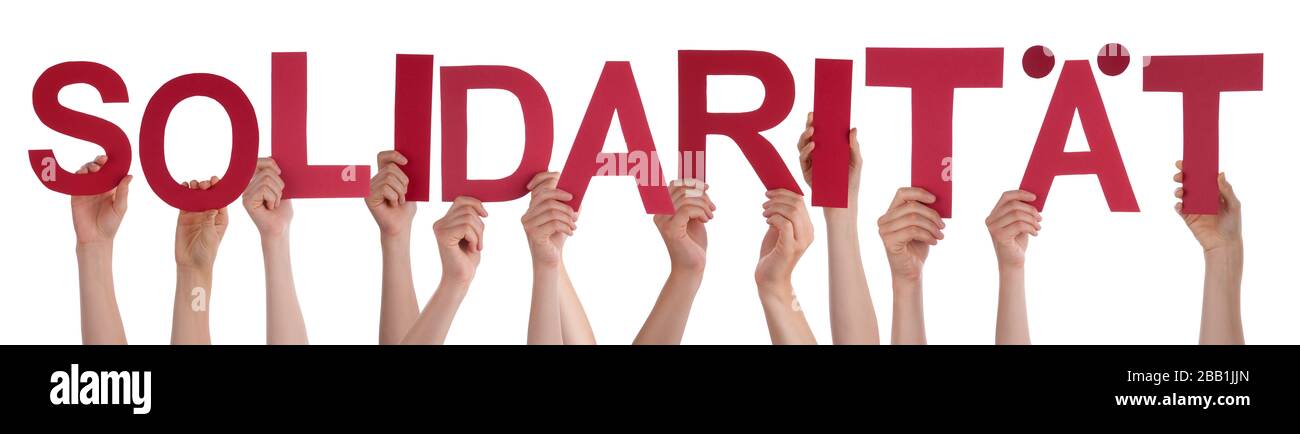 People Hands Holding Word Solidaritaet Means Solidarity, Isolated ...