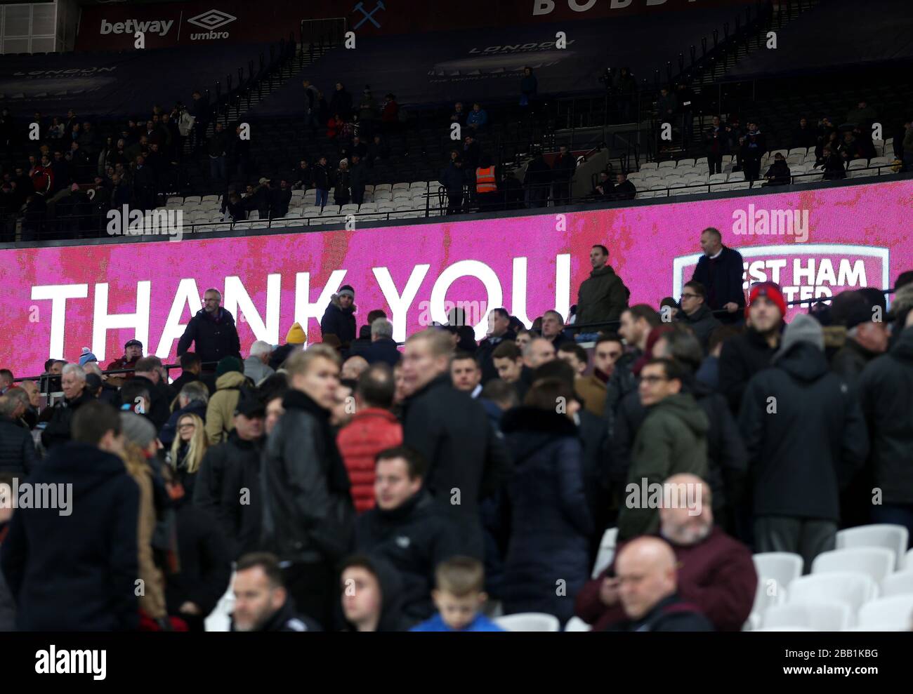A board at the end of the game saying 'thank you' Stock Photo - Alamy