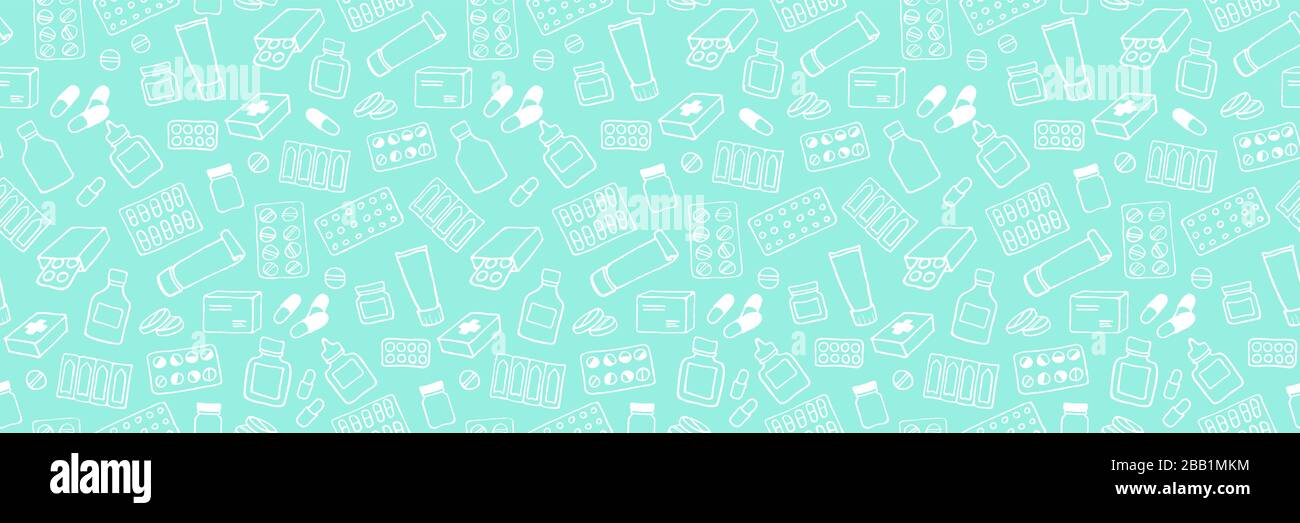 Header for medicine, science or pharmacy design. Seamless medical hand ...