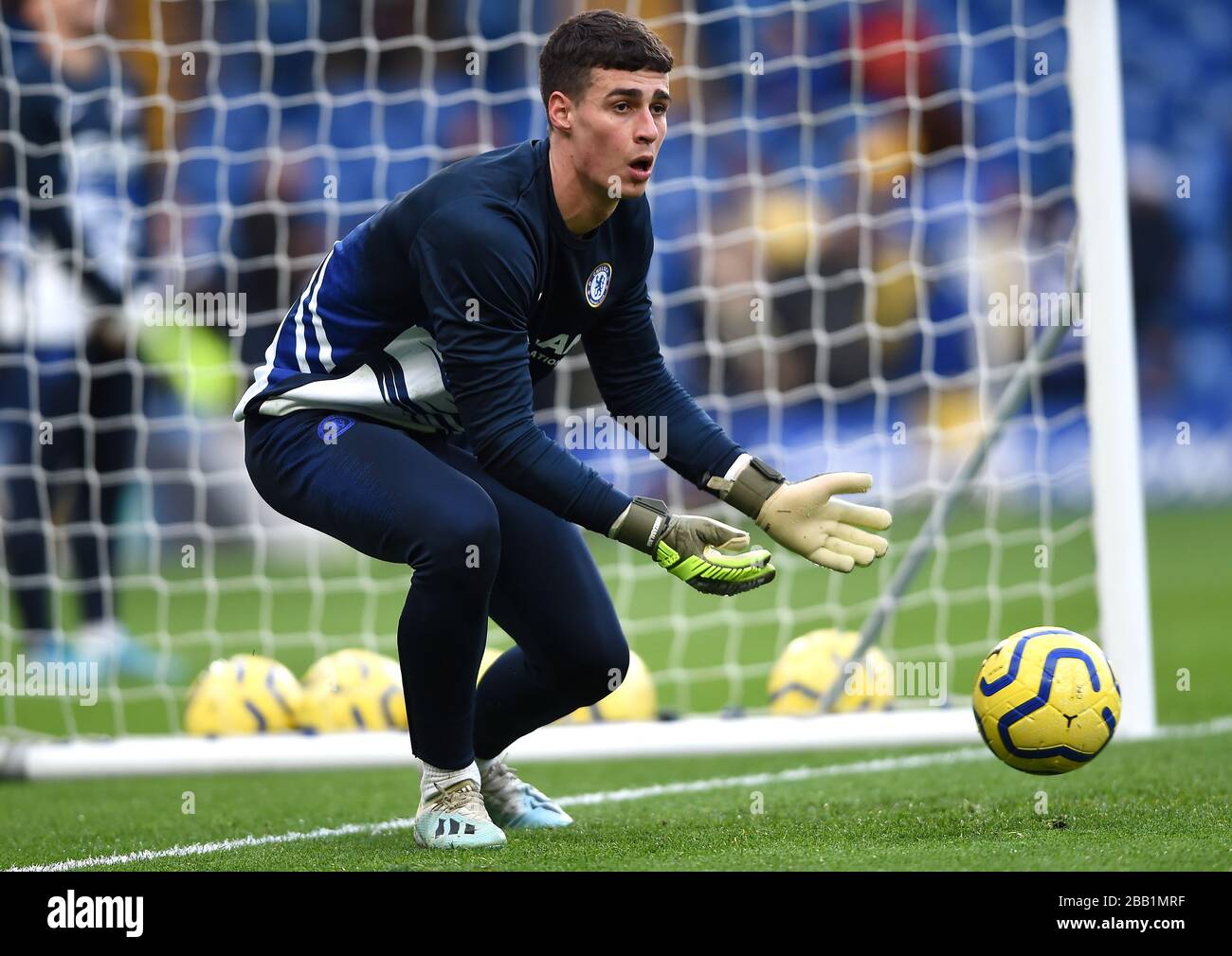 Chelsea goalkeeper Kepa Arrizabalaga warming up before the game Stock ...