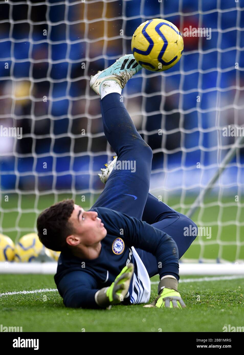 Chelsea goalkeeper Kepa Arrizabalaga warming up before the game Stock ...