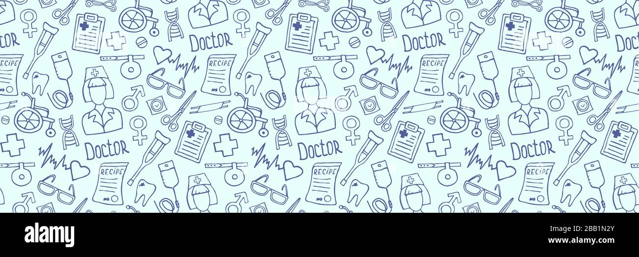 Header for medicine, science or pharmacy design. Seamless medical hand ...