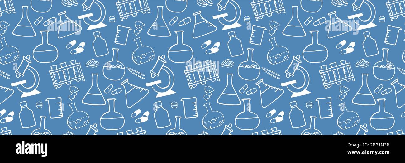 Header for medicine, science or pharmacy design. Seamless medical hand ...