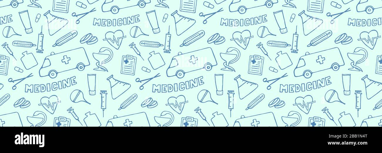 Header for medicine, science or pharmacy design. Seamless medical hand ...