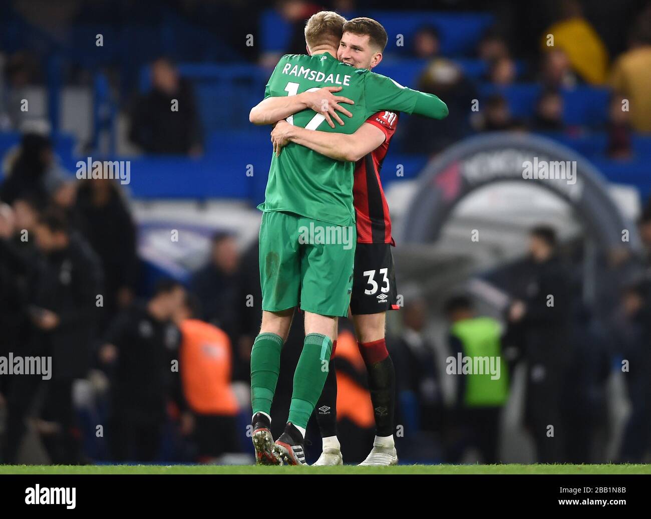 Bournemouth goalkeeper Aaron Ramsdale (left) and Chris Mepham celebrate ...