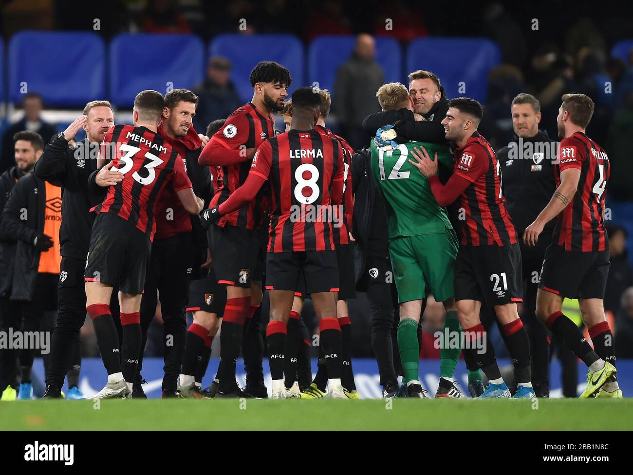 Bournemouth players celebrate after the final whistle Stock Photo - Alamy