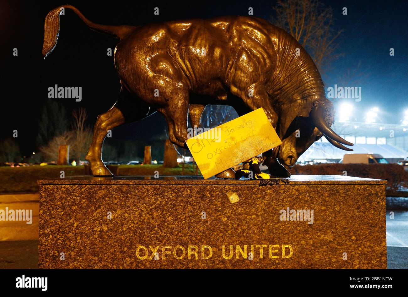 A tribute to former manager Jim Smith on a statue outside Kassam ...