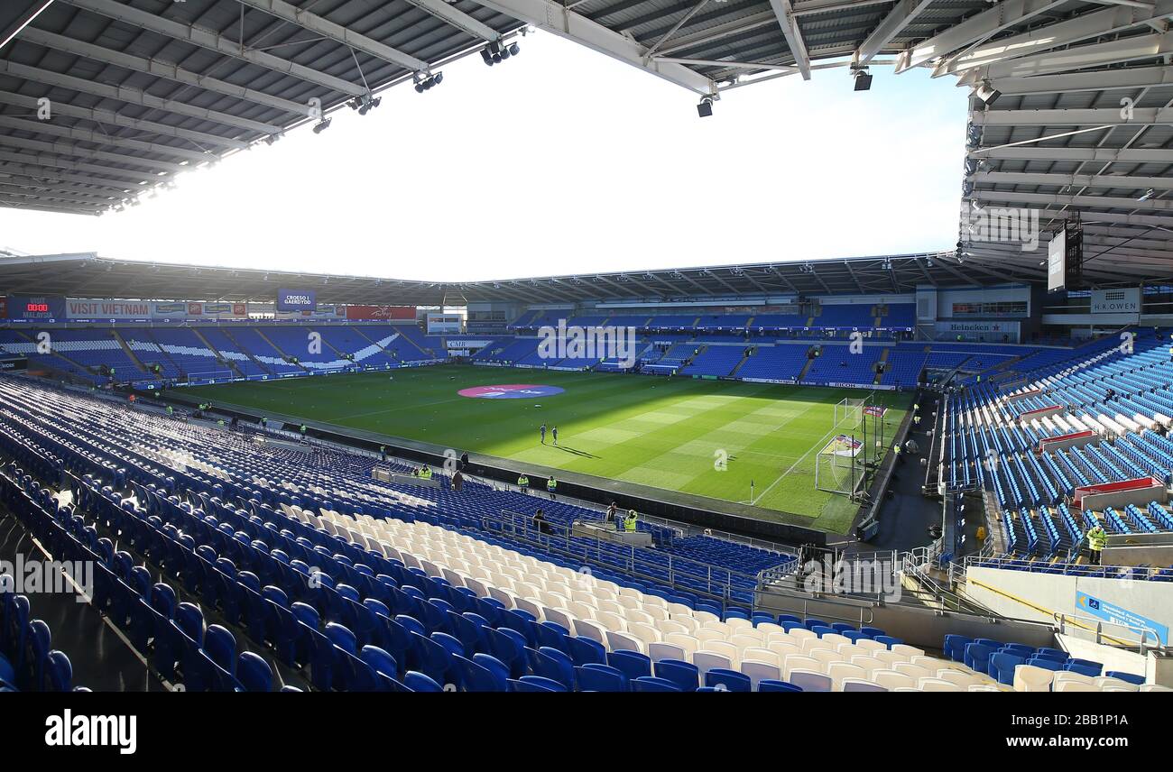 A general view inside the Cardiff City Stadium before the game between ...