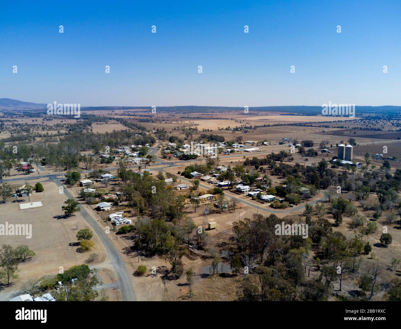 Aerial of the small village of Wowan which once exported milk and cream ...