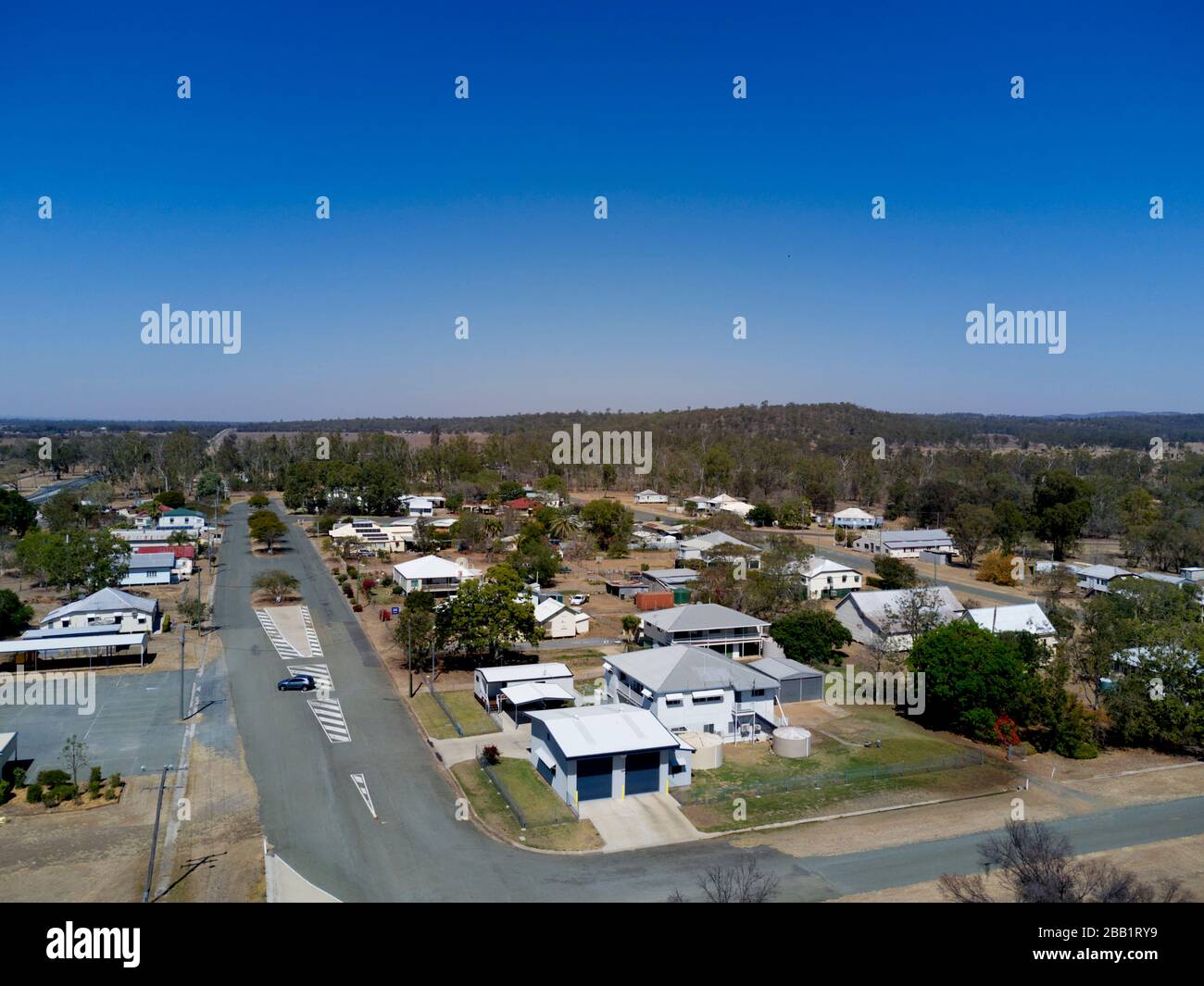 Aerial of the small village of Wowan which once exported milk and cream ...