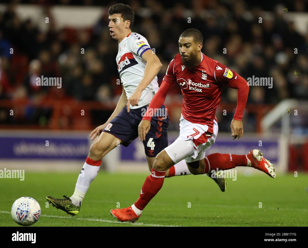 Nottingham Forest's Lewis Grabban in action with Middlesbrough's Daniel ...