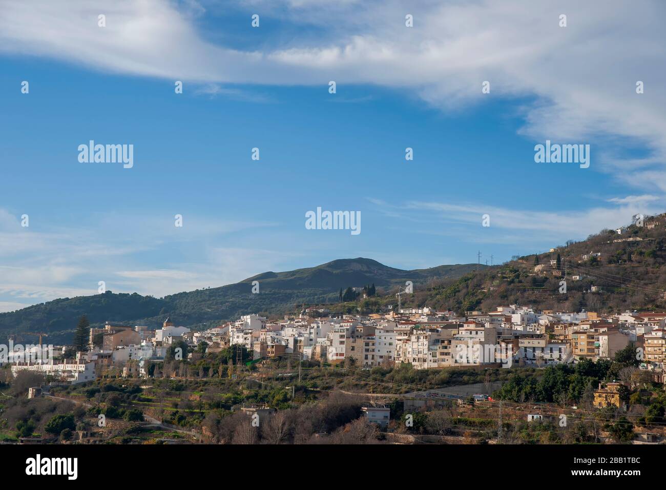 view of the beautiful village of Lanjaron in the Alpujarra of Granada ...