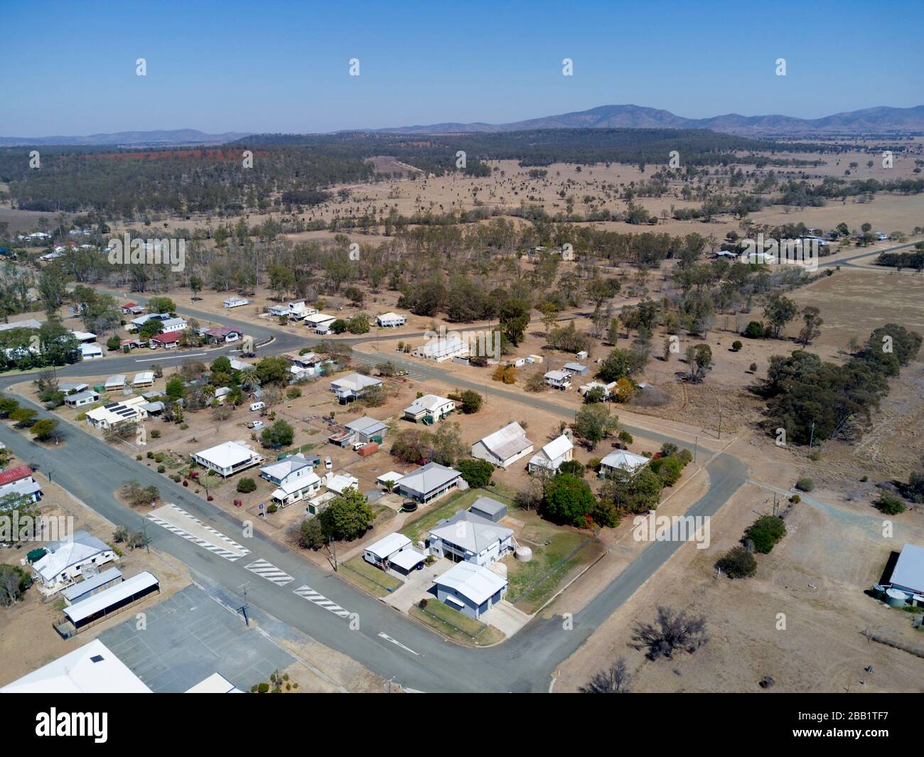 Aerial of the small village of Wowan which once exported milk and cream ...