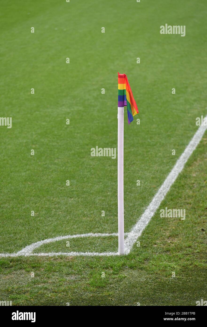 A general view a rainbow corner flag at Ewood Park Stock Photo - Alamy