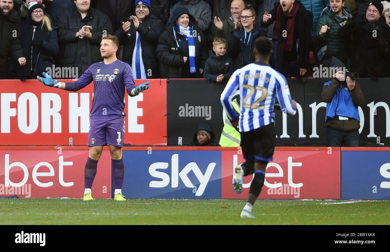 Charlton Athletic goalkeeper Dillon Phillips reacts after Sheffield ...