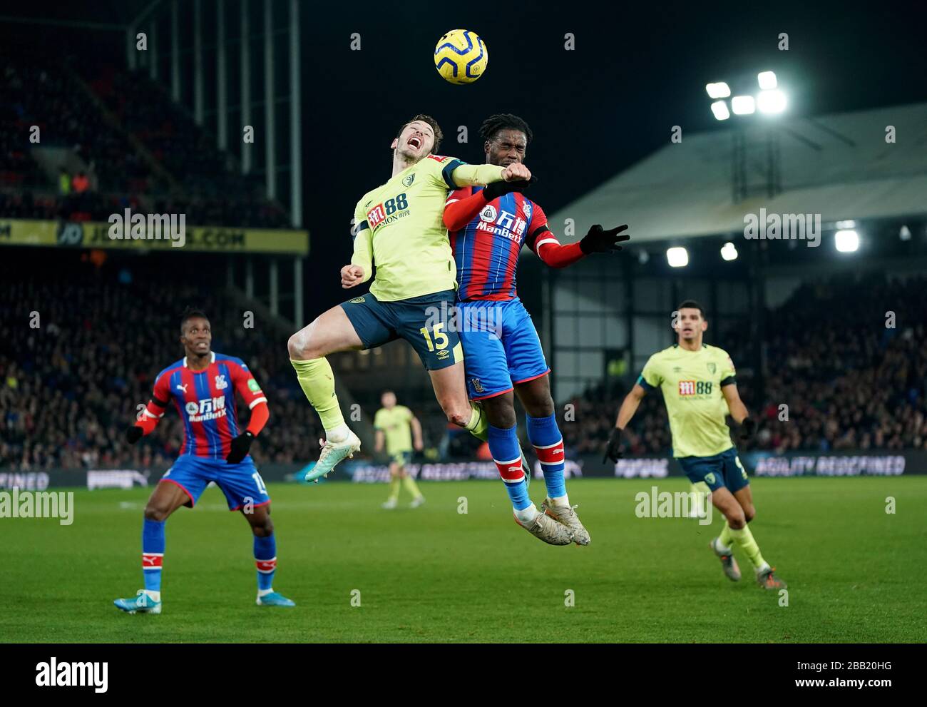 Bournemouth's Adam Smith (left) and Crystal Palace's Jeffrey Schlupp ...